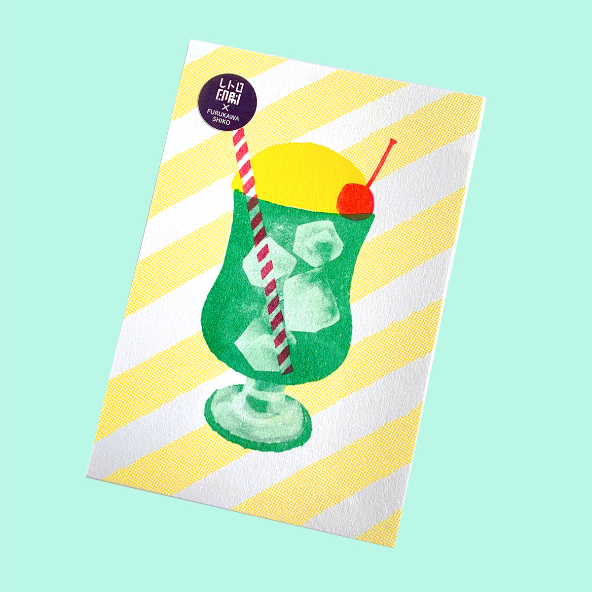 Melon Soda Risograph Postcard – Gold Crow Co.