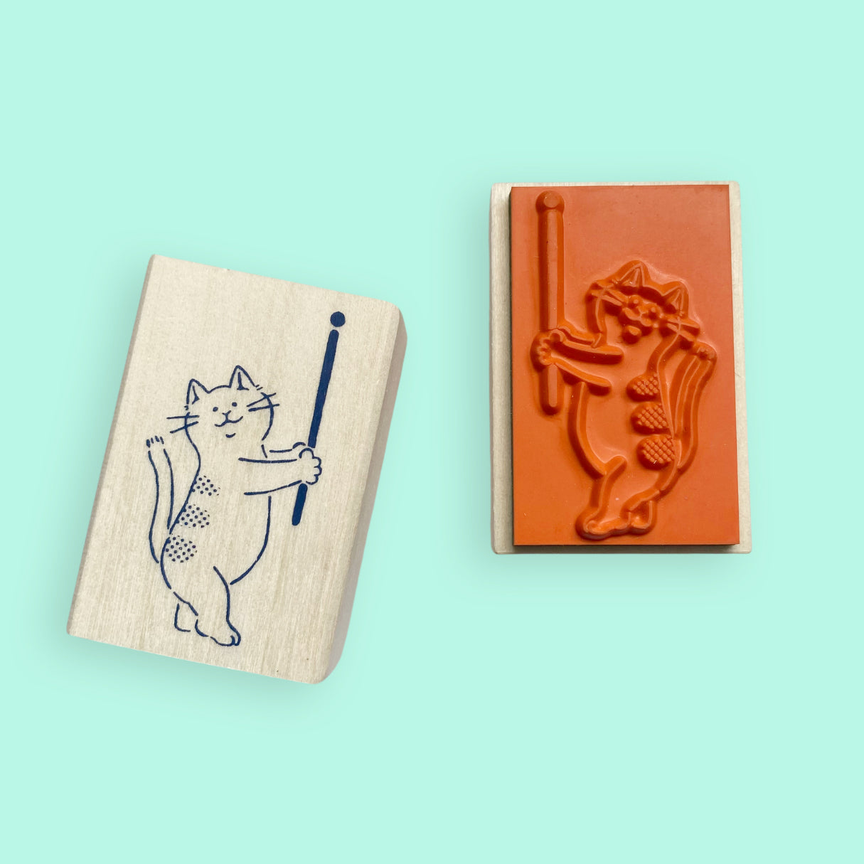 Cat & Flag Rubber Stamp – Gold Crow Co.