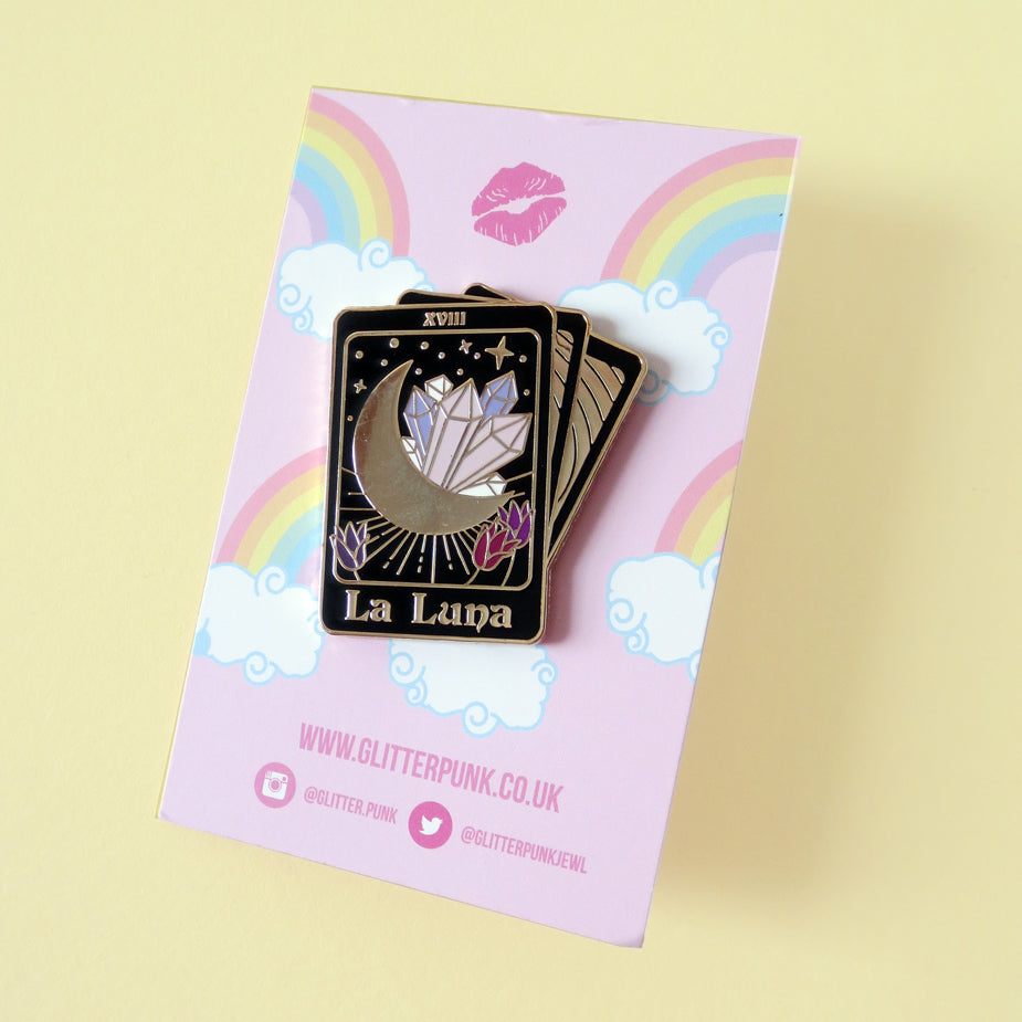 La Luna Tarot Card Enamel Pin – Gold Crow Co.